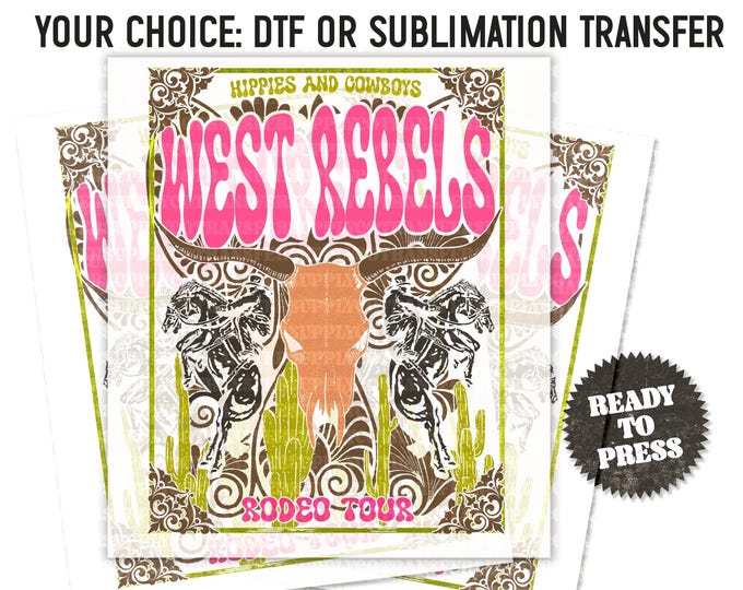 Western Skeleton Hand DTF Transfer Ready to Press Direct to Film Cold ...