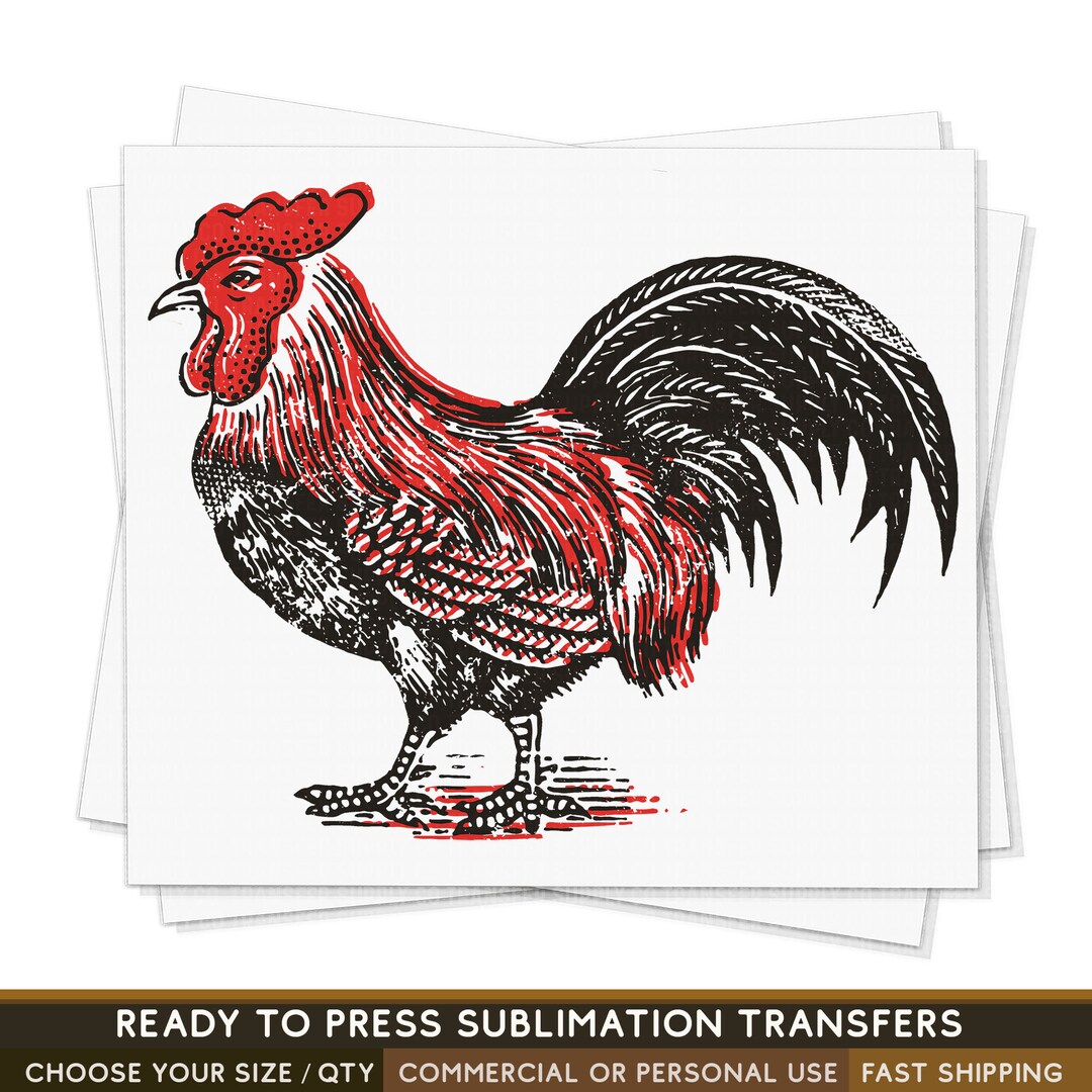 Vintage Style Rooster, Wild West Western Sublimation, Ready to Press ...