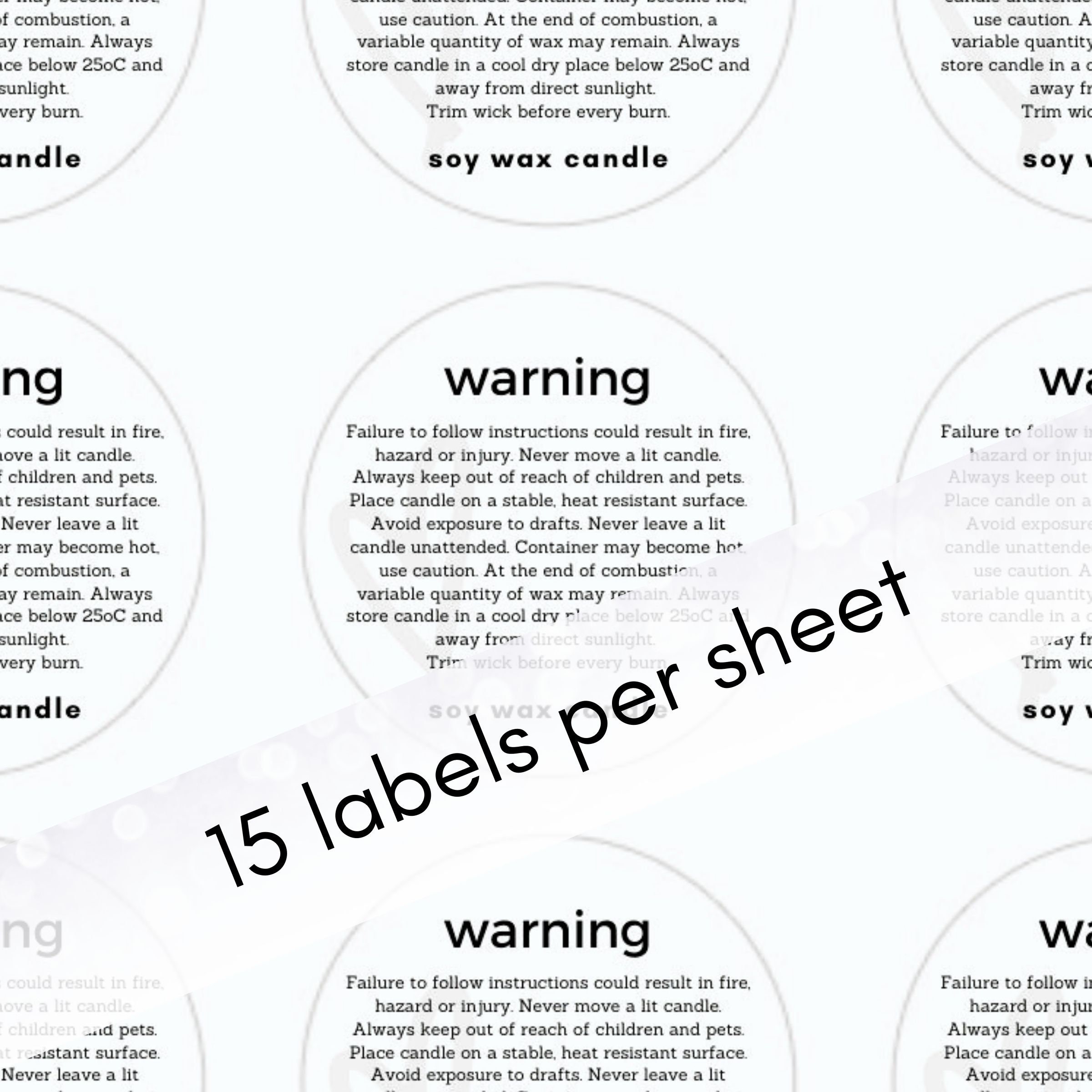 Printable Candle Warning Labels | Print Direct Onto Avery Sticker Sheet ...