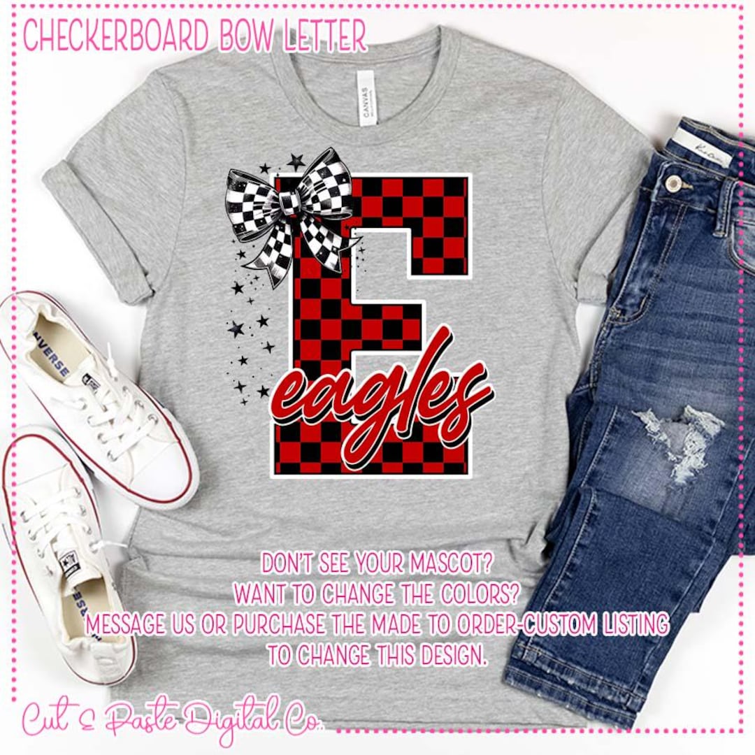 Checkered Eagles Letter: Mascot Coquette Bow (PNG Digital File) - Etsy