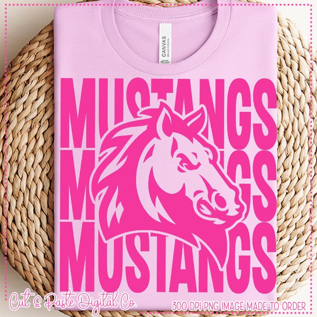 MUSTANGS, Stacked Knockout Mascot Breast Cancer Awareness, Pink Out ...