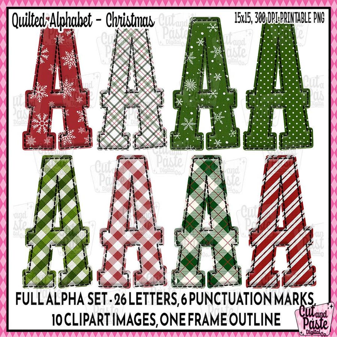 Christmas Alphabet Bundle: Digital Faux Embroidery Pngs (instant ...