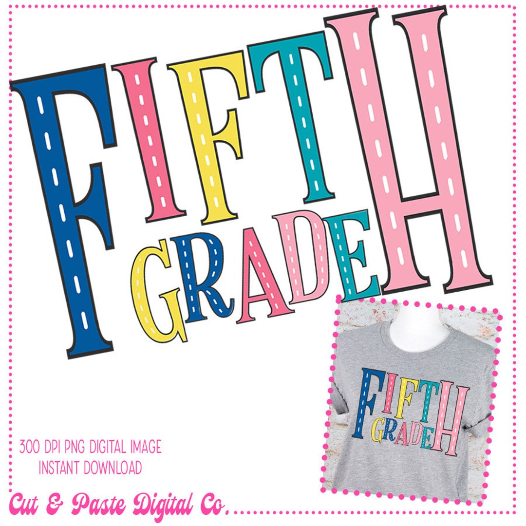 Retro Fifth Grade Letters PNG: Printable Sublimation Design - Etsy UK