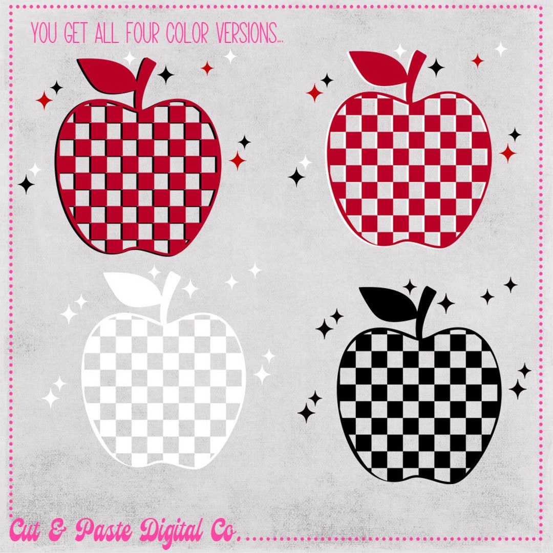Checkered Apple Teacher Design: School Digital PNG Download - Etsy