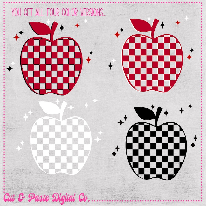 Checkered Teacher Apple, School, Digital Design, PNG, Printable ...