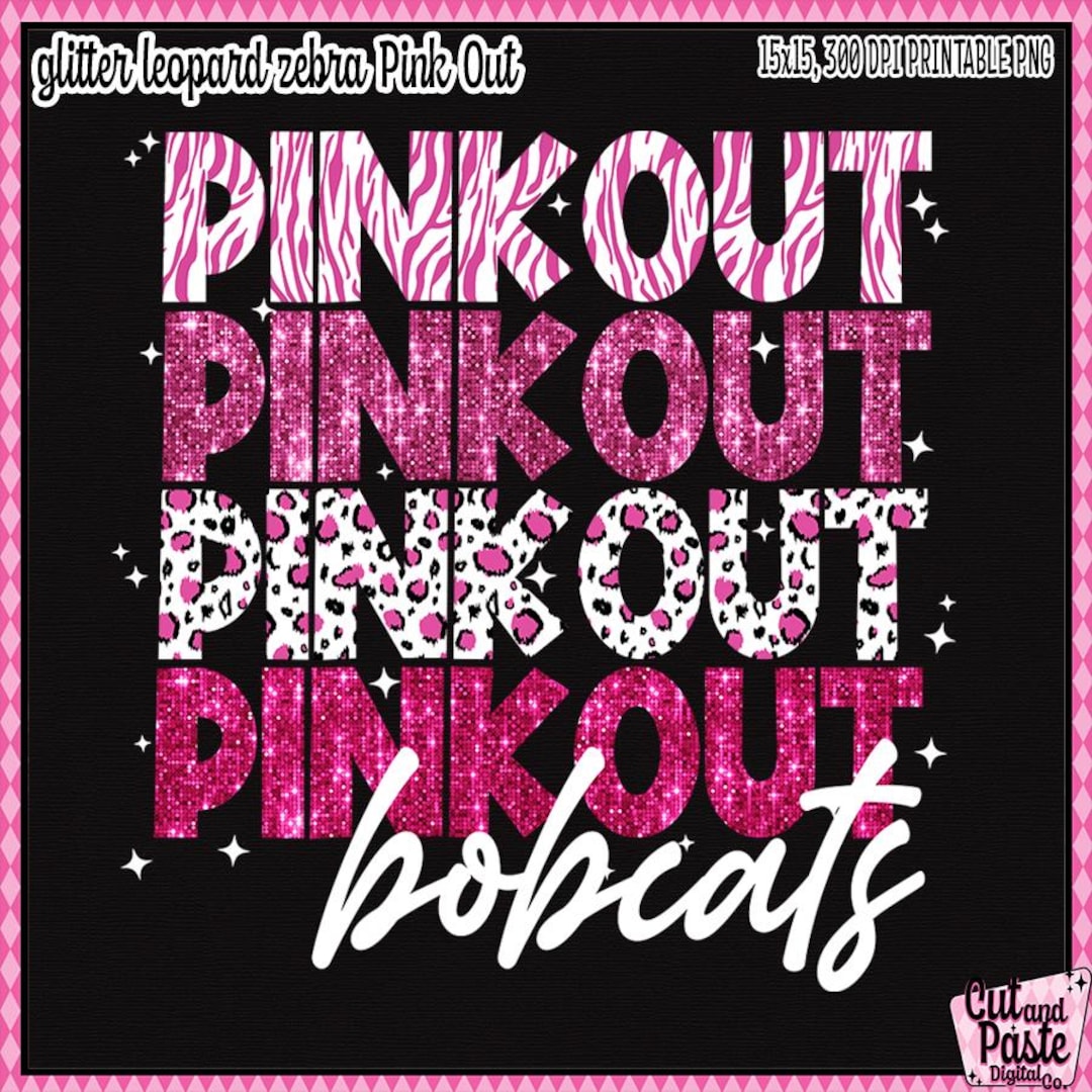BOBCATS, Pink Out, Cancer Awareness, PNG: School Spirit Design (digital ...