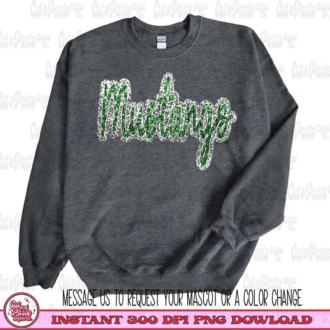 MUSTANGS Faux Sequin Script Mascot, Teacher/school Digital Design, Instant Download, PNG File ...
