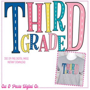 THIRD GRADE, Retro Mixed Letters, School, Digital Design, PNG ...