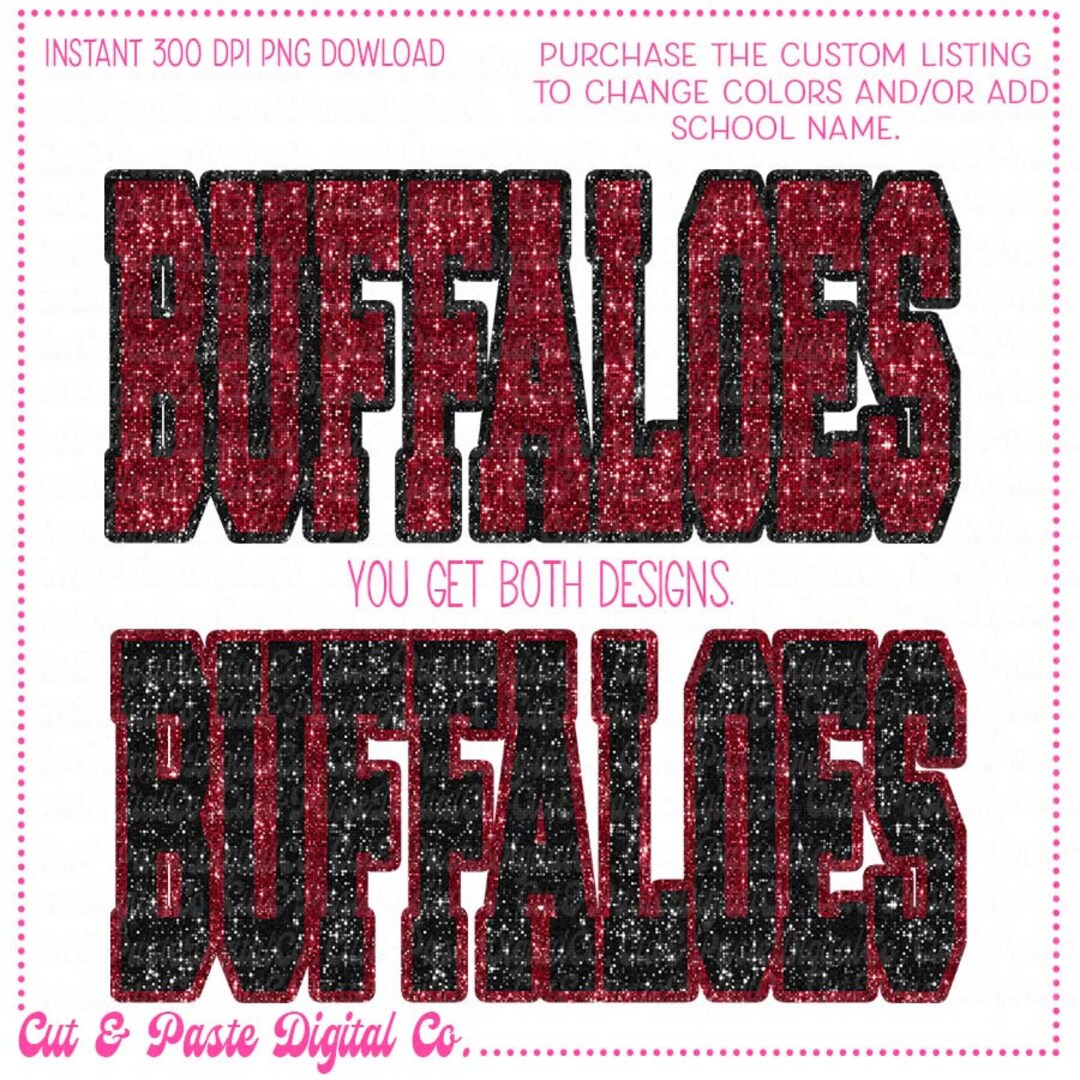 Mascot Digital Design: Buffaloes Varsity Letters - Glitter & Sequins - Etsy
