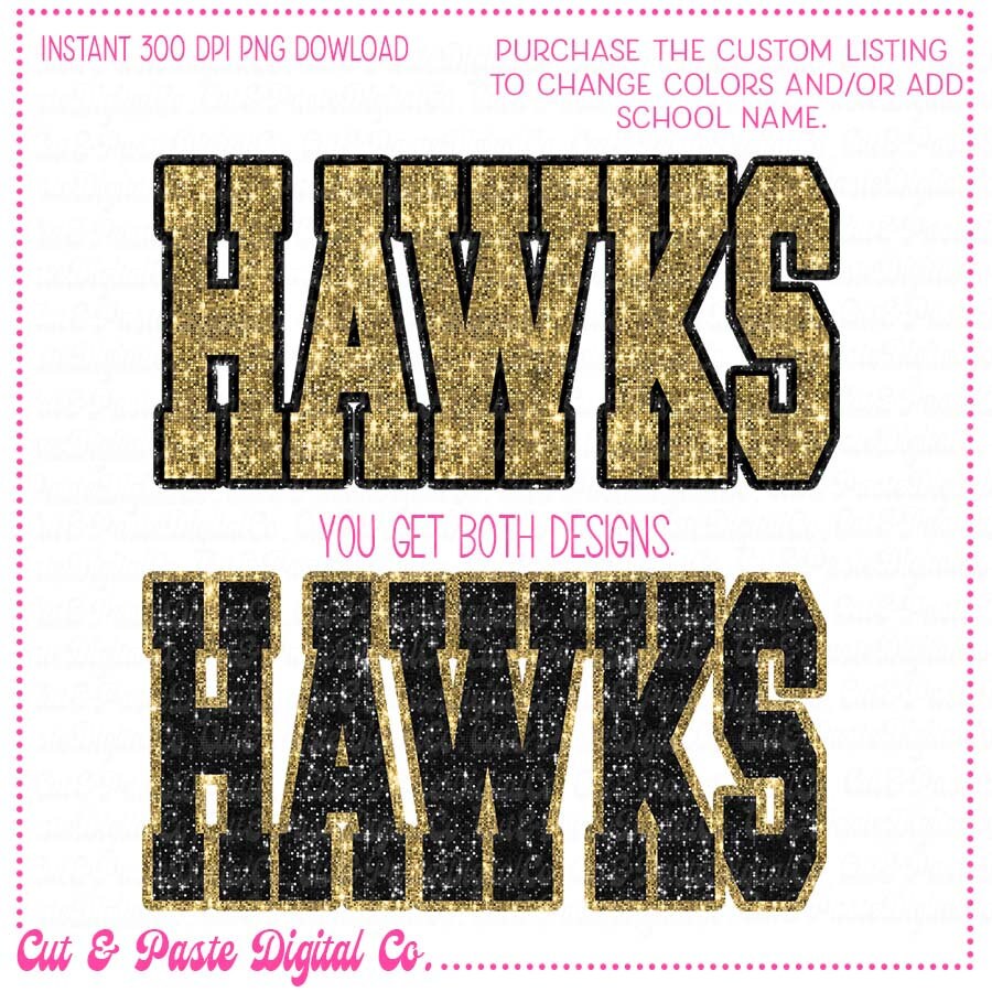 HAWKS, Varsity Letters, Mascot, Teacher, School, Digital Design, Sports ...