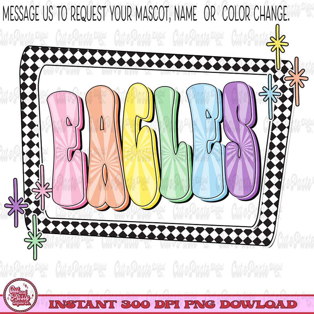 EAGLES, Pastels, Retro, Mascot, Checkerboard, Teacher, School, Digital ...