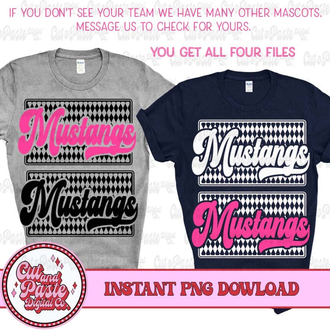 MUSTANGS Retro Houndstooth Open Sign, Teacher/school/mascot/sports Team ...