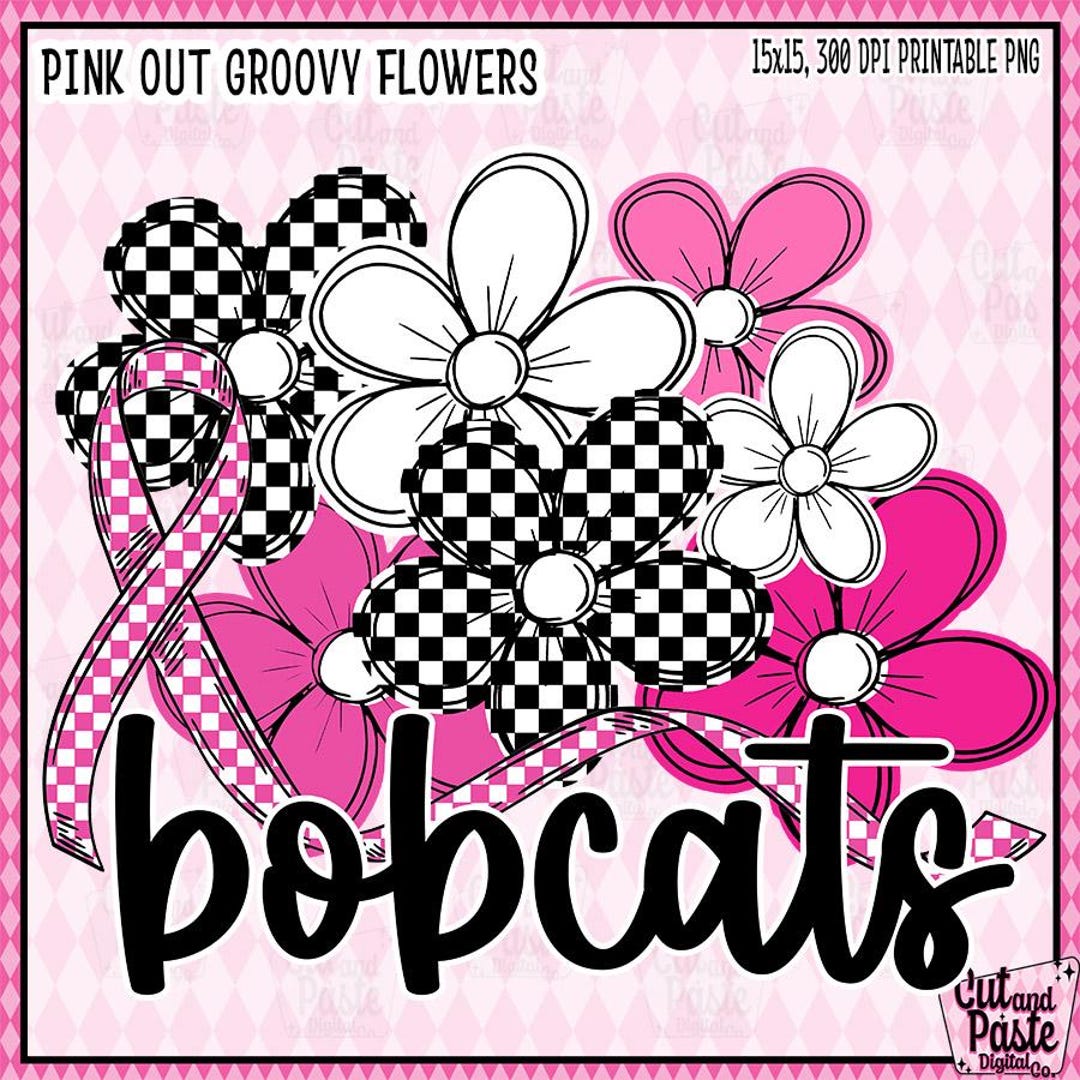 Pink Out Bobcats PNG: Groovy Flower Design (digital Download) - Etsy