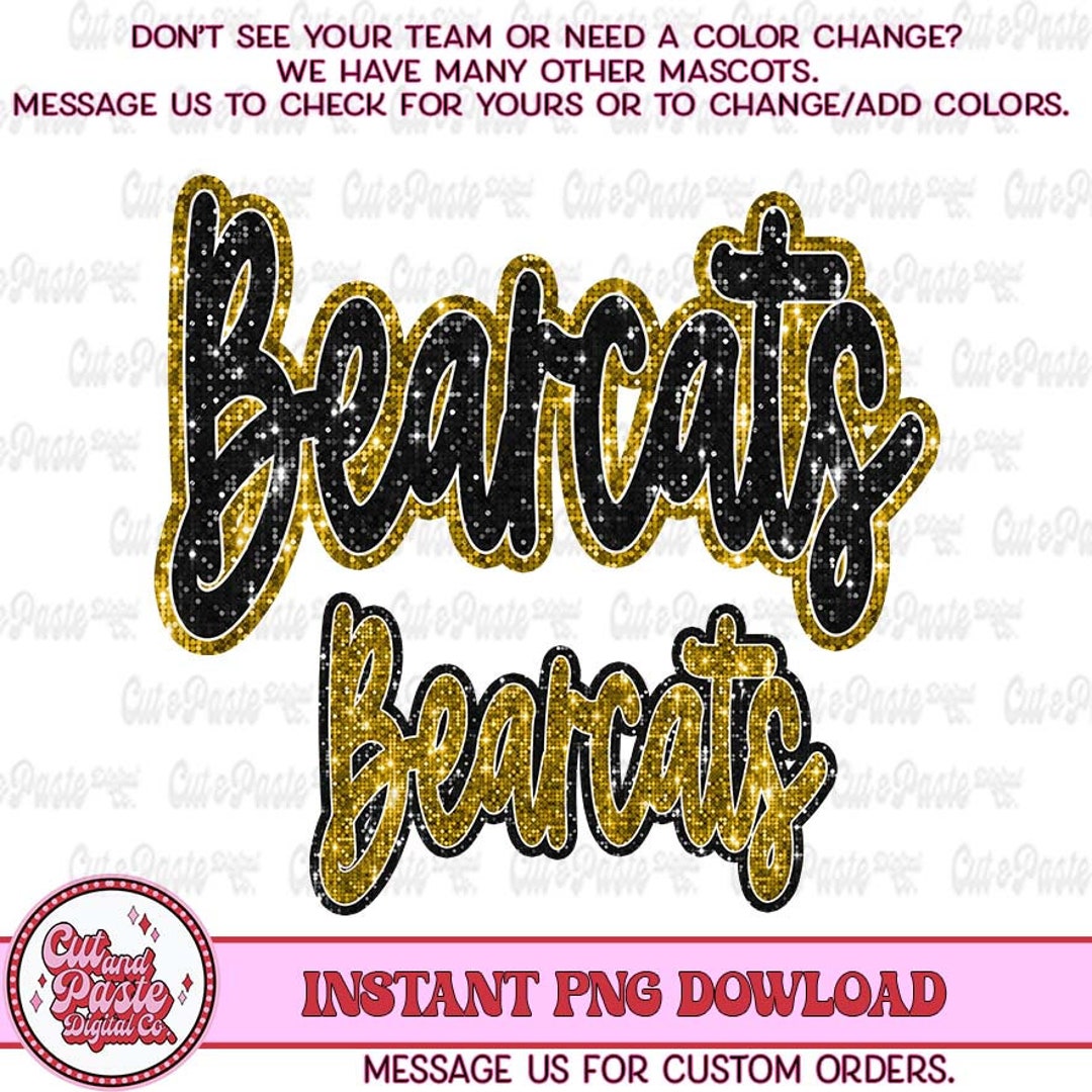 Bearcats Mascot PNG, Faux Sequin Script (glitter Digital File) - Etsy