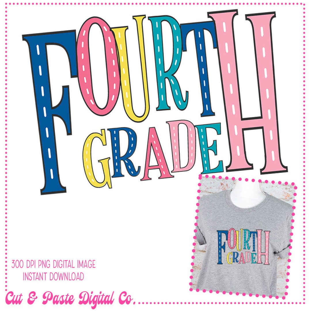 Fourth Grade Retro Letters PNG: School Design (digital Download) - Etsy