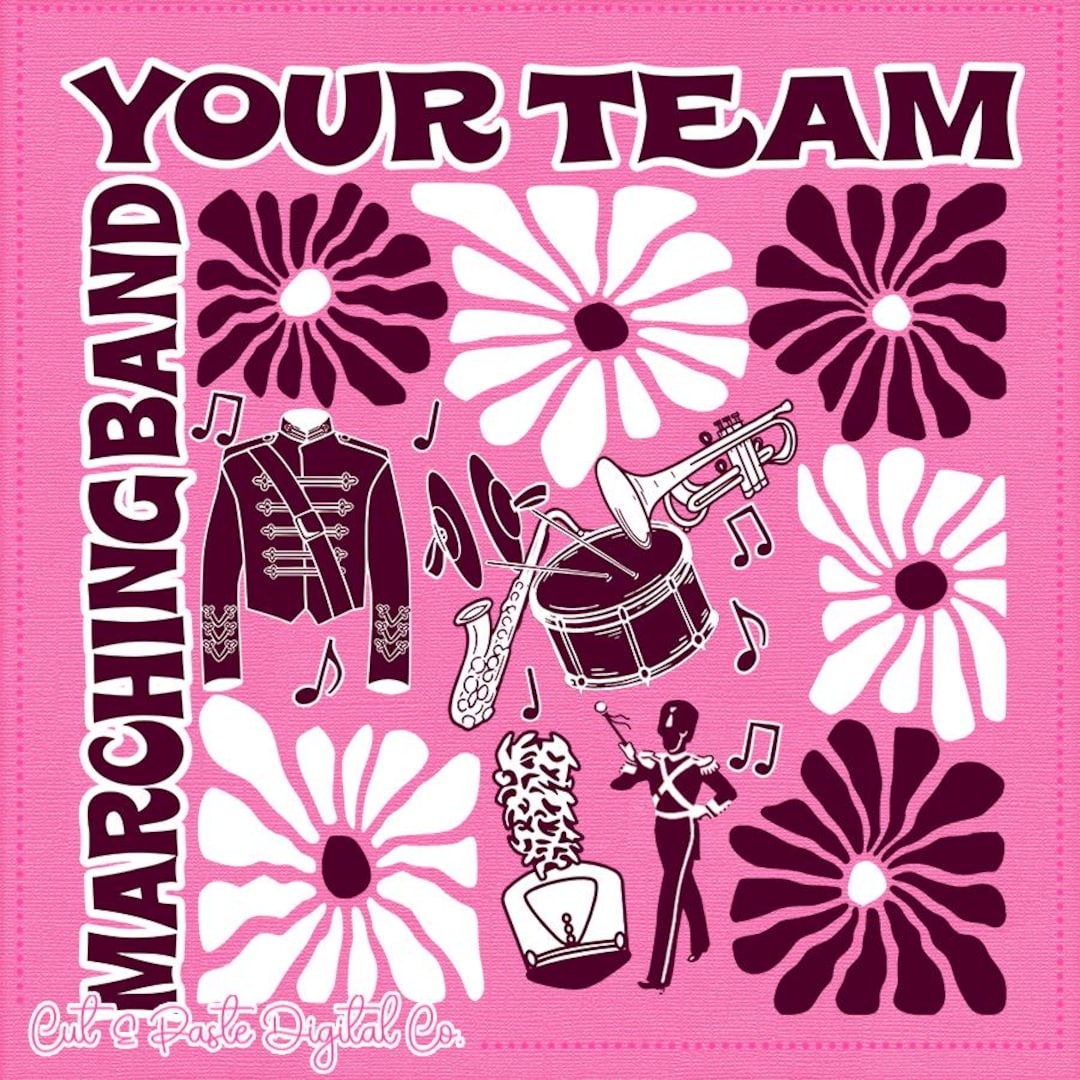 CUSTOM - Made to Order, Groovy Retro Flower Marching Band, Digital ...
