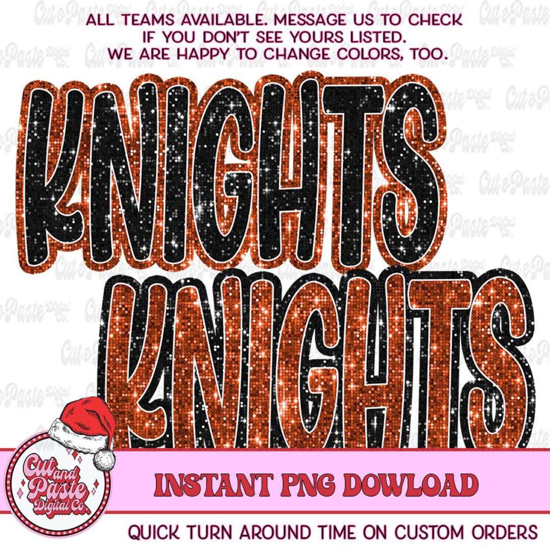KNIGHTS Faux Block Script Mascot, Teacher/school Digital Design ...