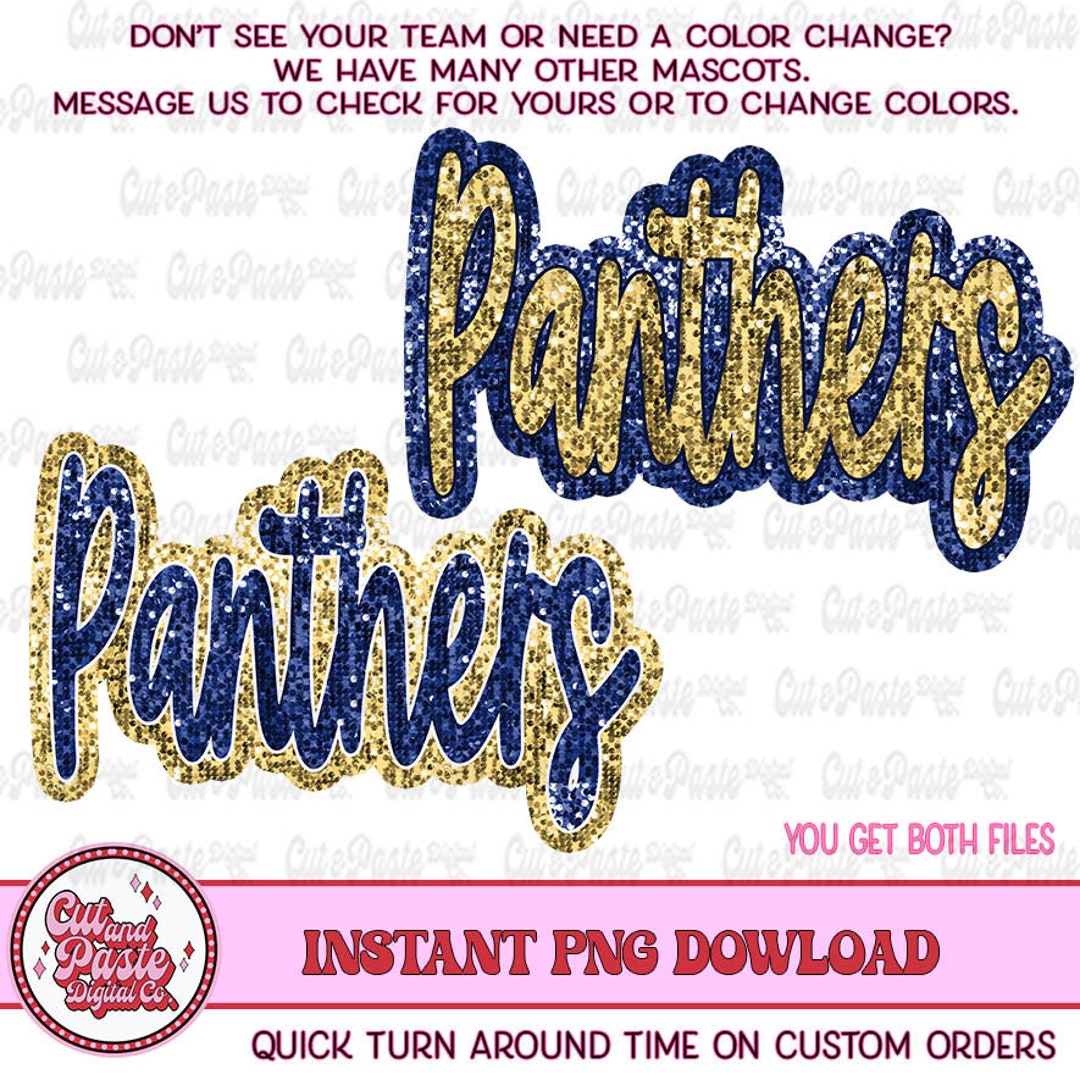 PANTHERS Faux Sequin Script Mascot, Teacher/school Digital Design ...
