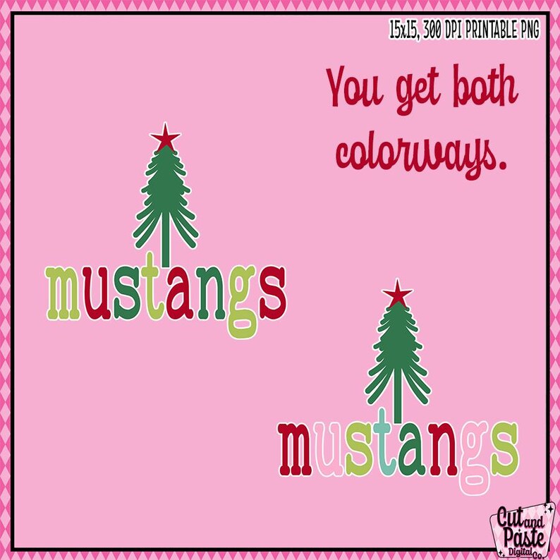 MUSTANGS Simple Christmas Tree PNG - School or Mascot - Digital Design ...