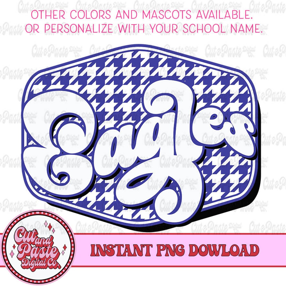 Retro Mascot Checkerboard Sign Eagles Teacher School Mascot Digital ...