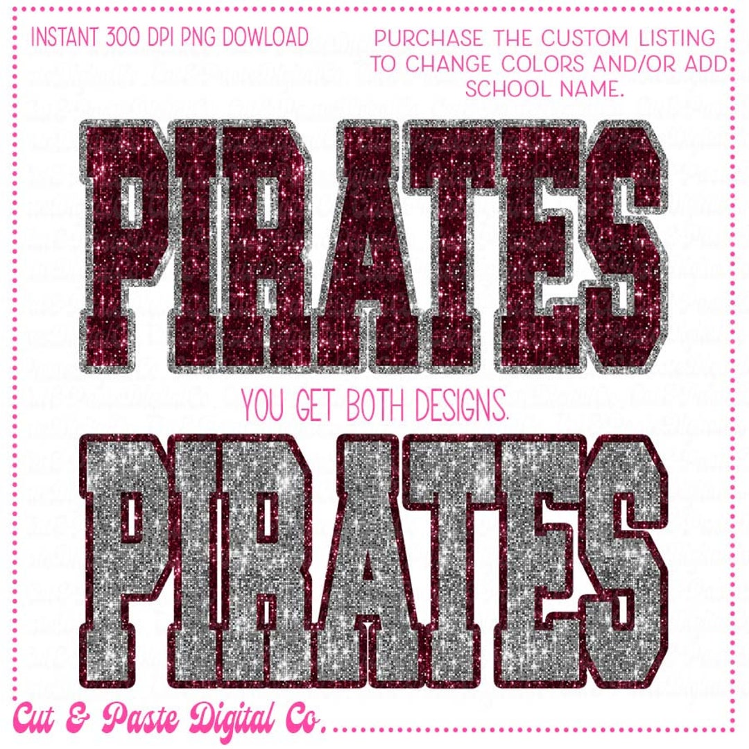 PIRATES, VARSITY LETTERS, Mascot, Teacher, School, Digital Design ...