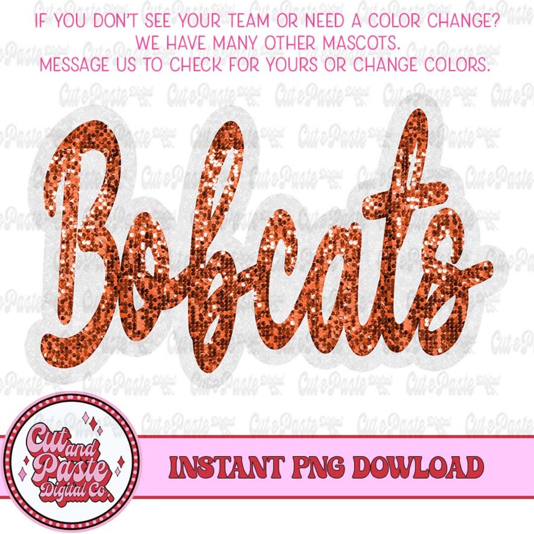 Bobcats Mascot Script Design - Faux Sequin Glitter Style PNG - Etsy