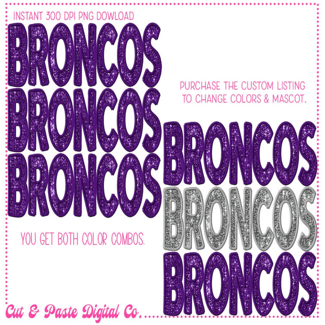 Broncos Glitter Team PNG - Sports Mascot Digital File - Etsy