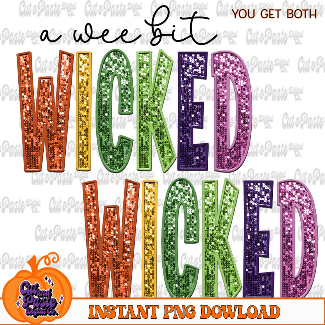 Glitter Wicked Halloween PNG: Retro Sequin Words Design - Etsy