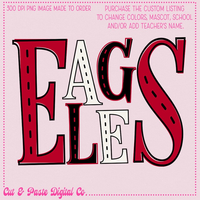 EAGLES, Retro Mixed Letters, School, Digital Design, PNG, Printable ...