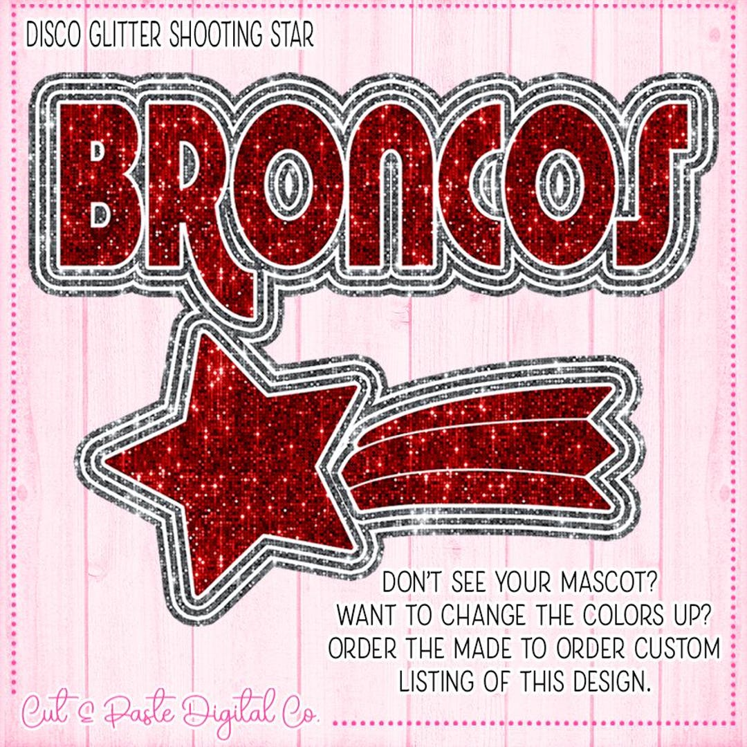 RETRO Broncos Shooting Star Mascot: Digital Design - Faux Glitter - Etsy