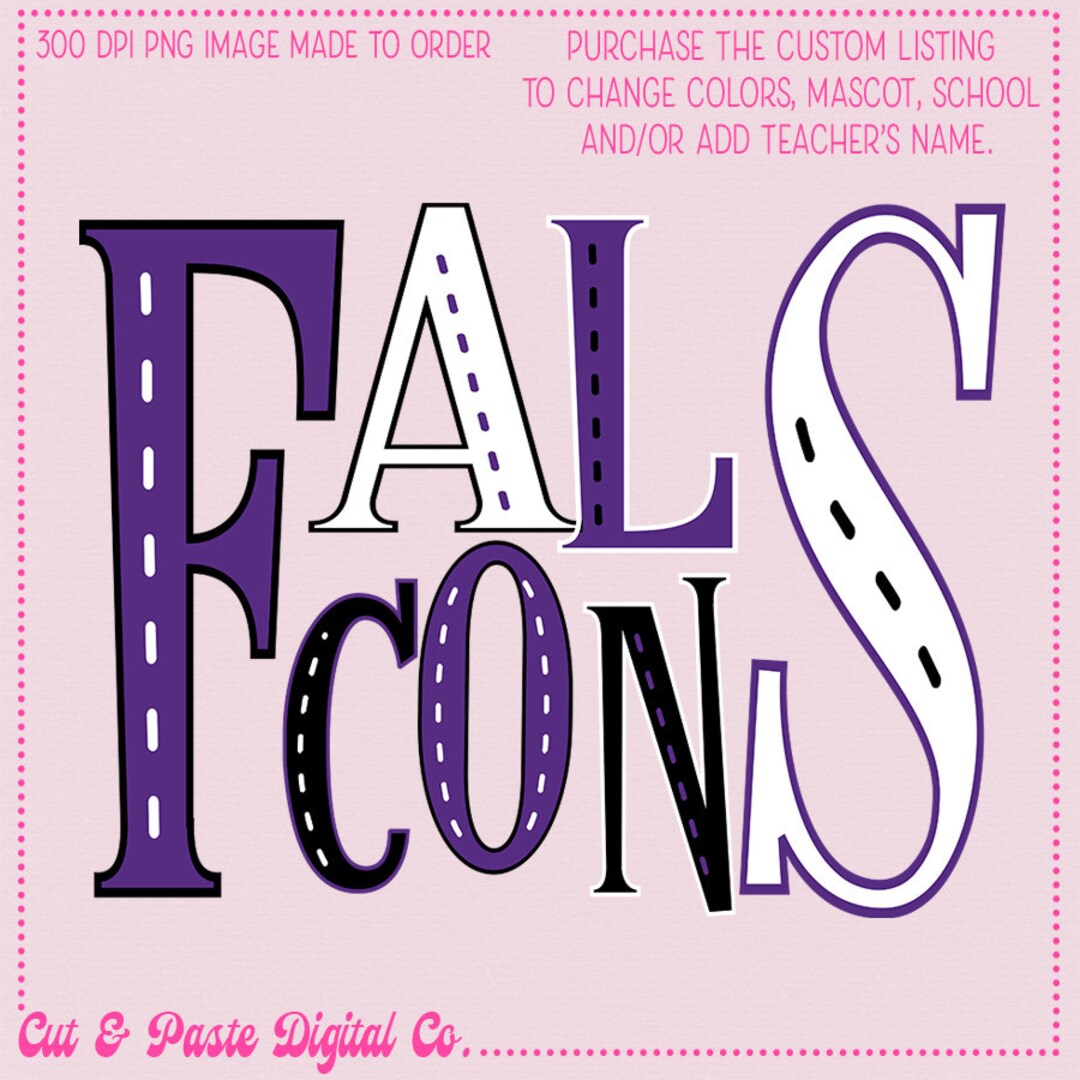 Falcons Retro Letters PNG: School Mascot Digital Design - Etsy