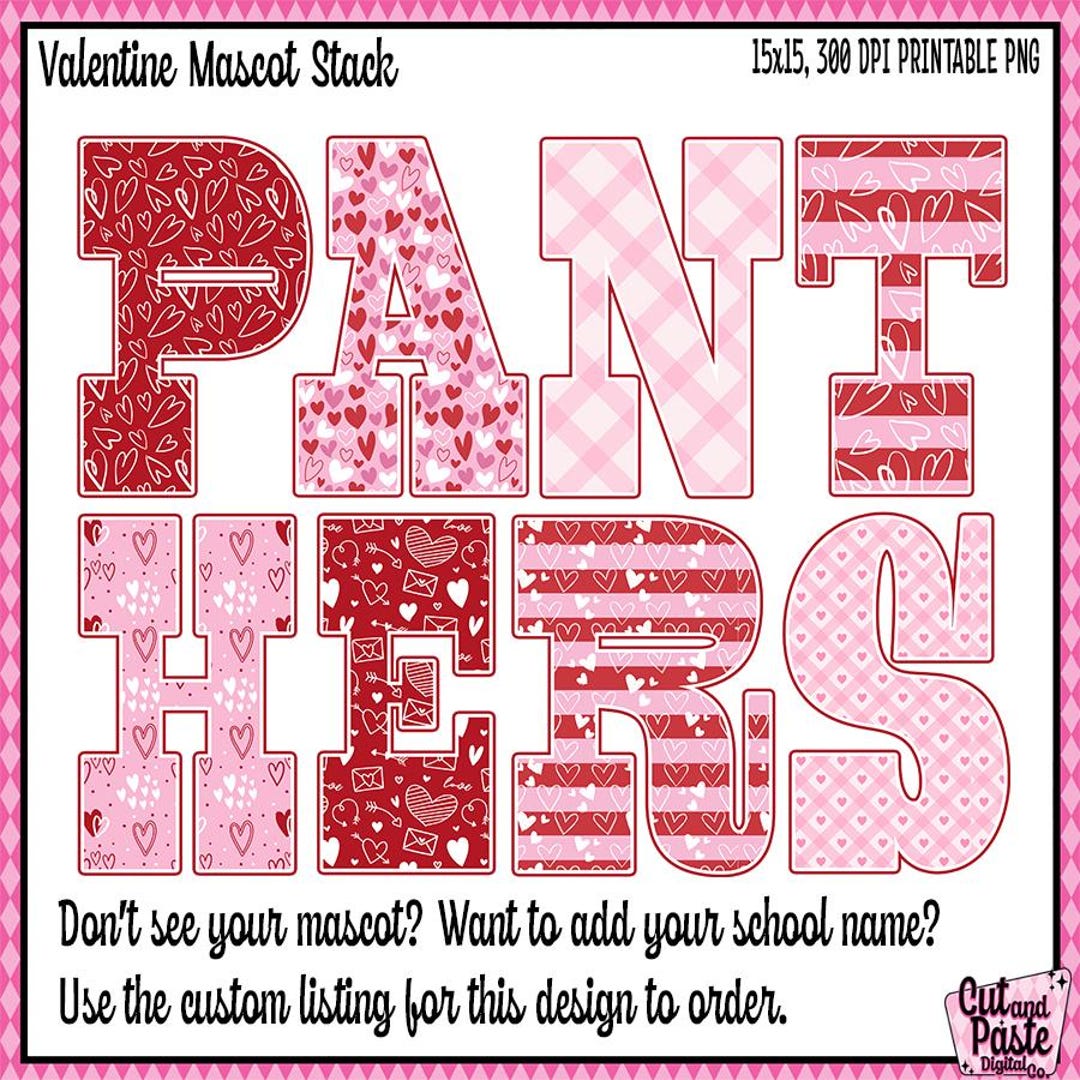 PANTHERS Valentine PNG, Stacked Design (digital Download) - Etsy