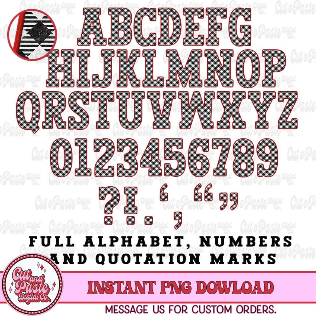 Plaid Alphabet PNG Letters - Faux Embroidery, Digital Files - Etsy