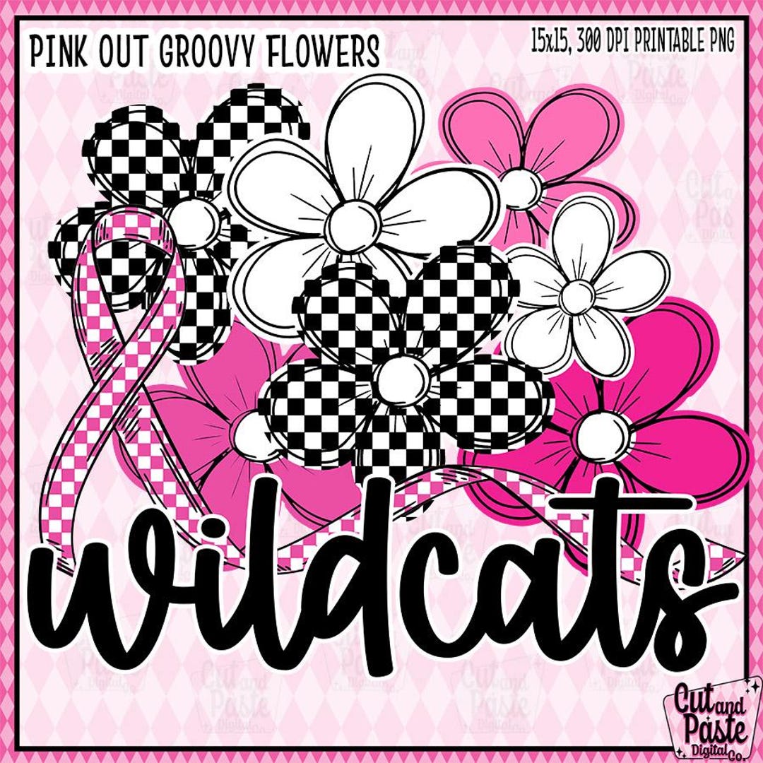 Pink Out Wildcats PNG: Groovy Flower Design (cancer Awareness Digital ...