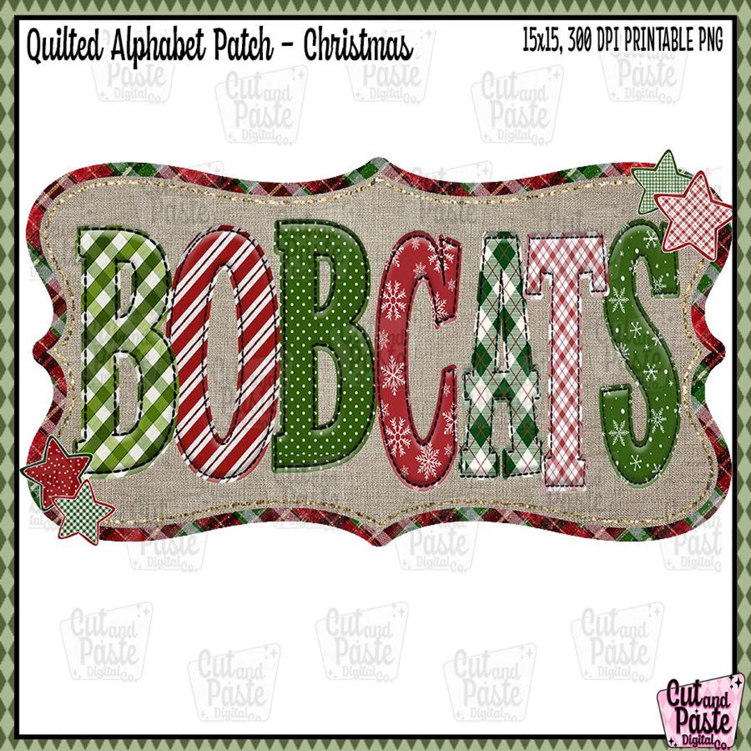 Bobcats Christmas Patch PNG - Faux Quilted School Mascot Design - Etsy