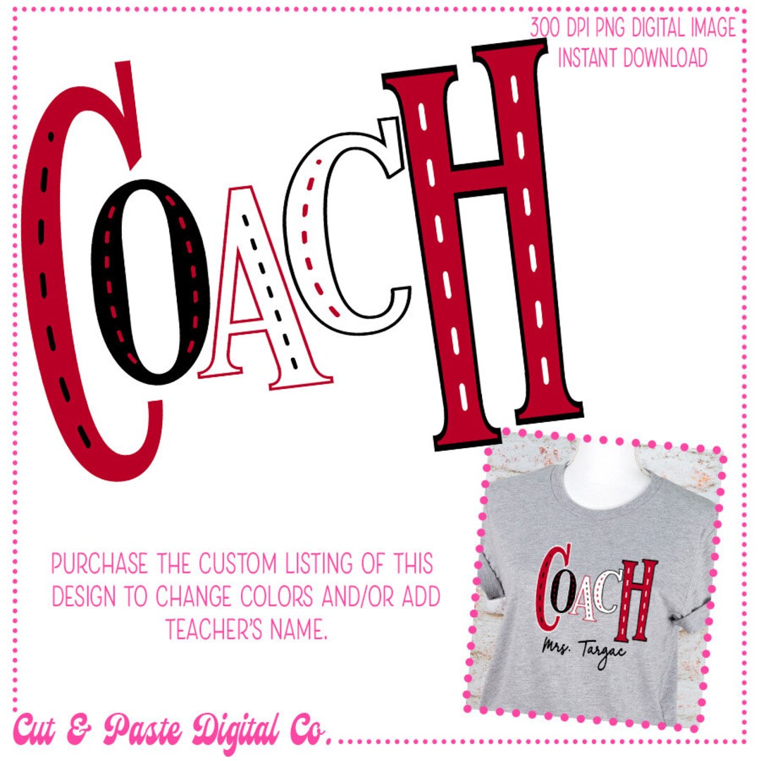 Retro Coach Lettering PNG - School Mascot Digital Design - Etsy