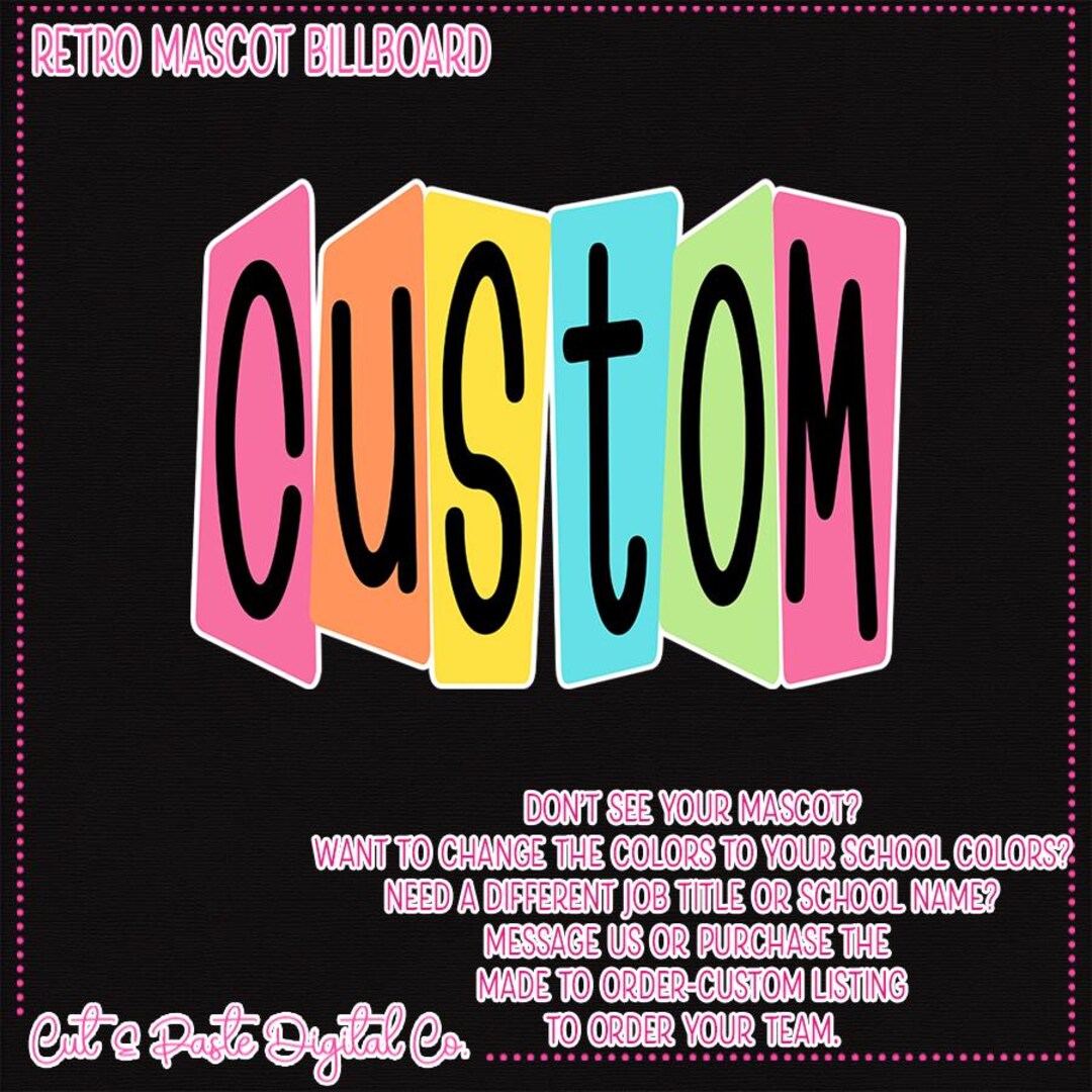 Custom Retro Mascot Billboard: School Shirt Design (PNG Digital ...