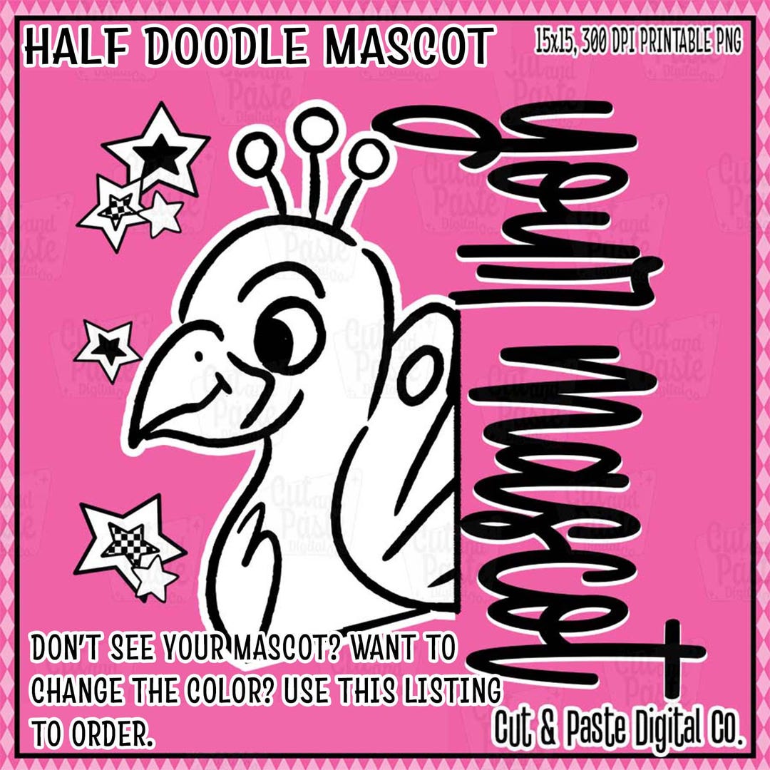 Made to Order CUSTOM, Doodle Mascot, School Spirit Design, Teacher ...