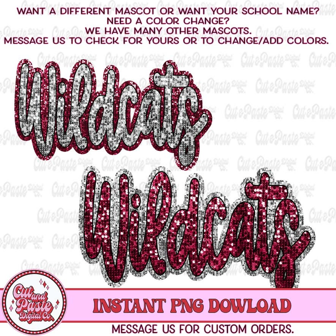 WILDCATS Faux Sequin Script Mascot, Teacher/school Digital Design ...
