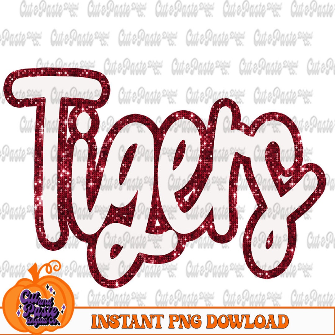 TIGERS Faux Sequin Script Mascot, Teacher/school Digital Design ...