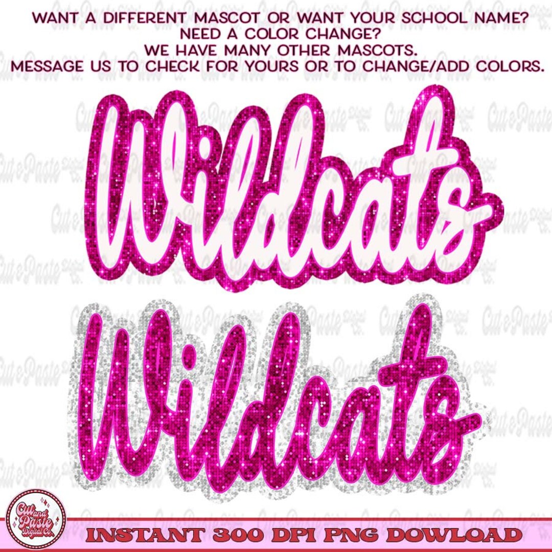 WILDCATS Faux Sequin Script Mascot, Teacher/school Digital Design ...