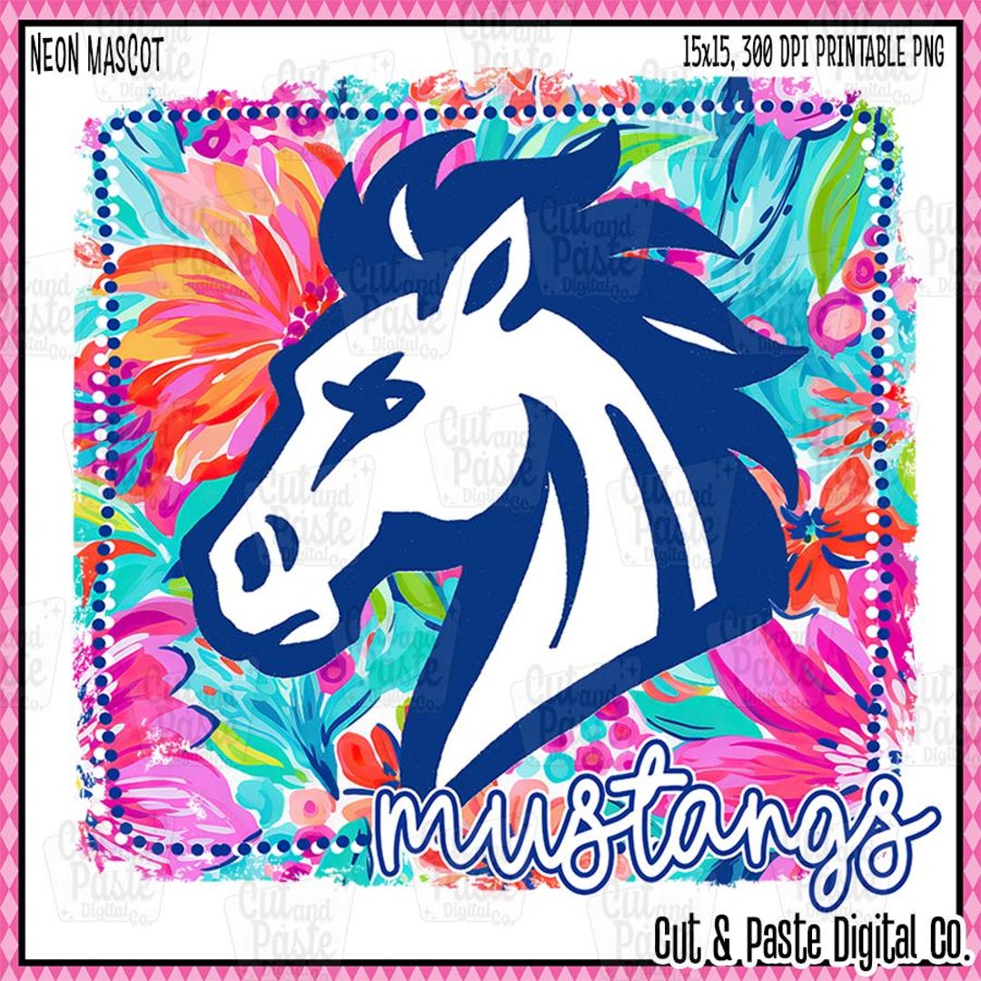 Mustangs Mascot PNG: Neon Flowers Design (printable Digital Download ...