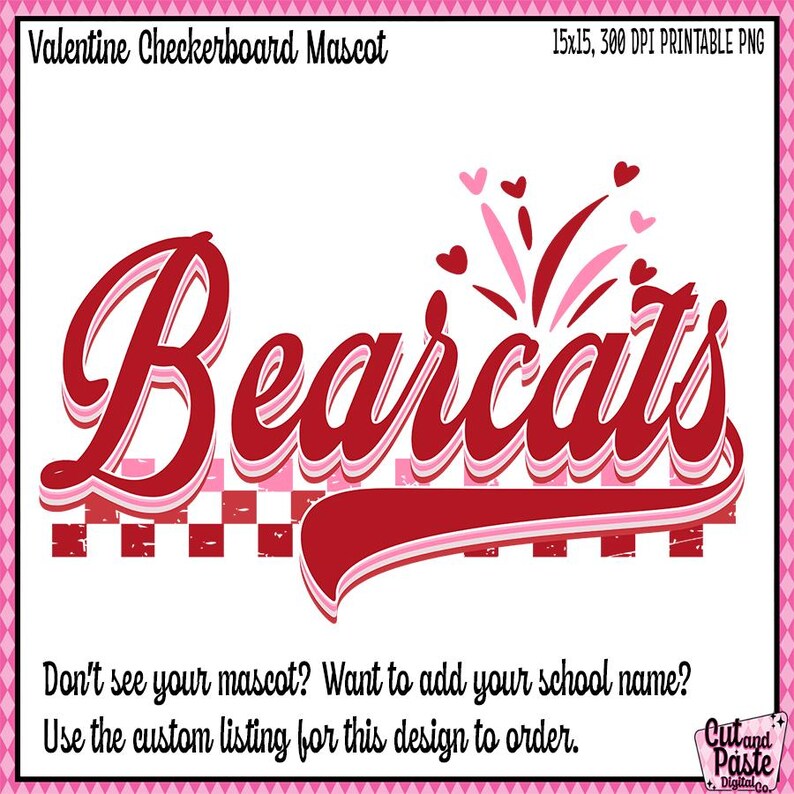 BEARCATS Valentine PNG, Retro Checkerboard (digital Download) - Etsy