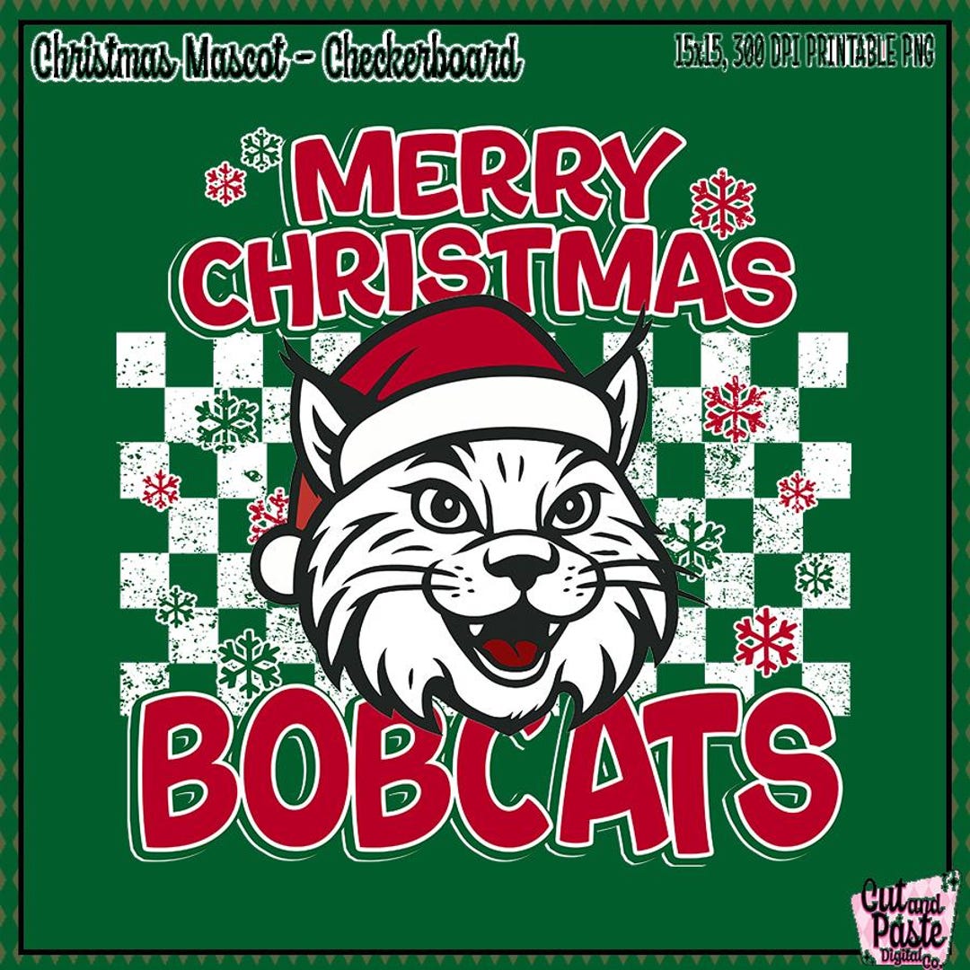 Christmas Bobcats Mascot: Festive Checkerboard - Digital PNG - Etsy