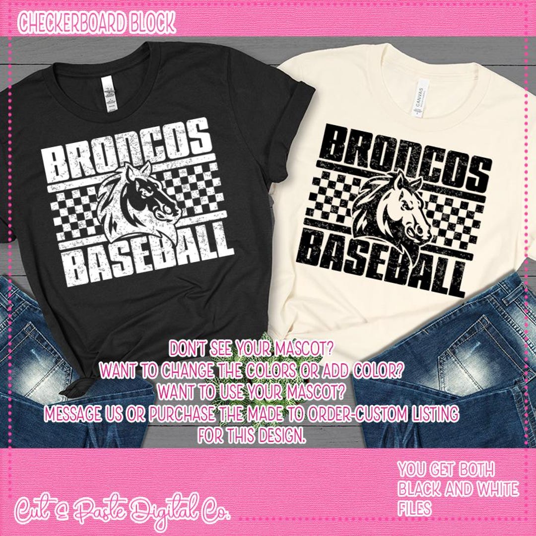 BRONCOS CHECKERBOARD Vintage Baseball, Cheer/band/dance, School/mascot ...
