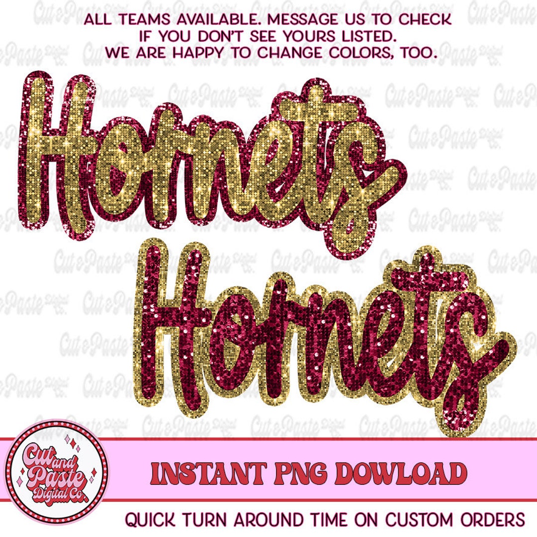 HORNETS Faux Sequin Script Mascot, Teacher/school Digital Design ...
