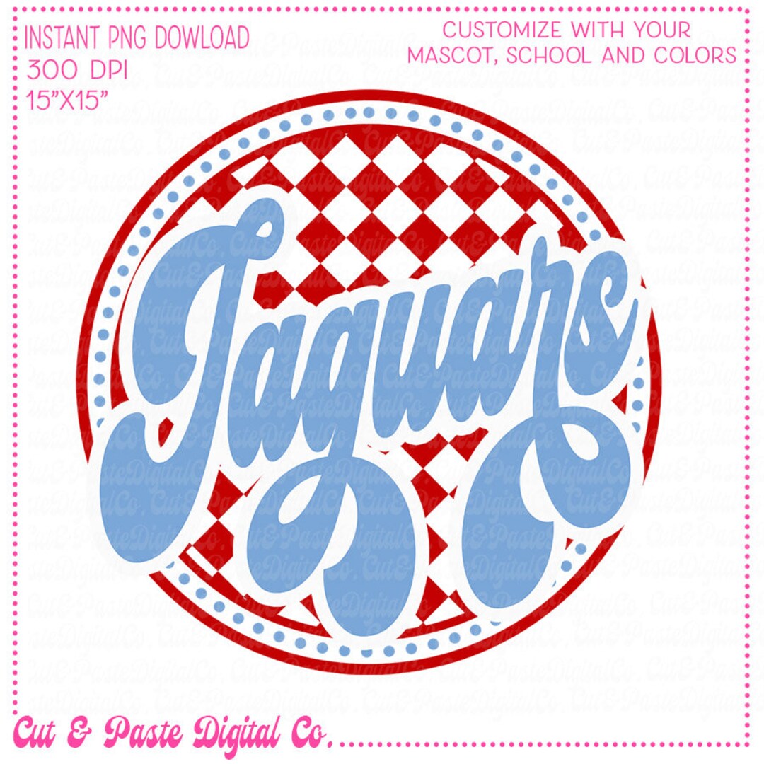 Jaguars Retro Mascot Checkerboard Sign: Digital Design PNG (printable ...
