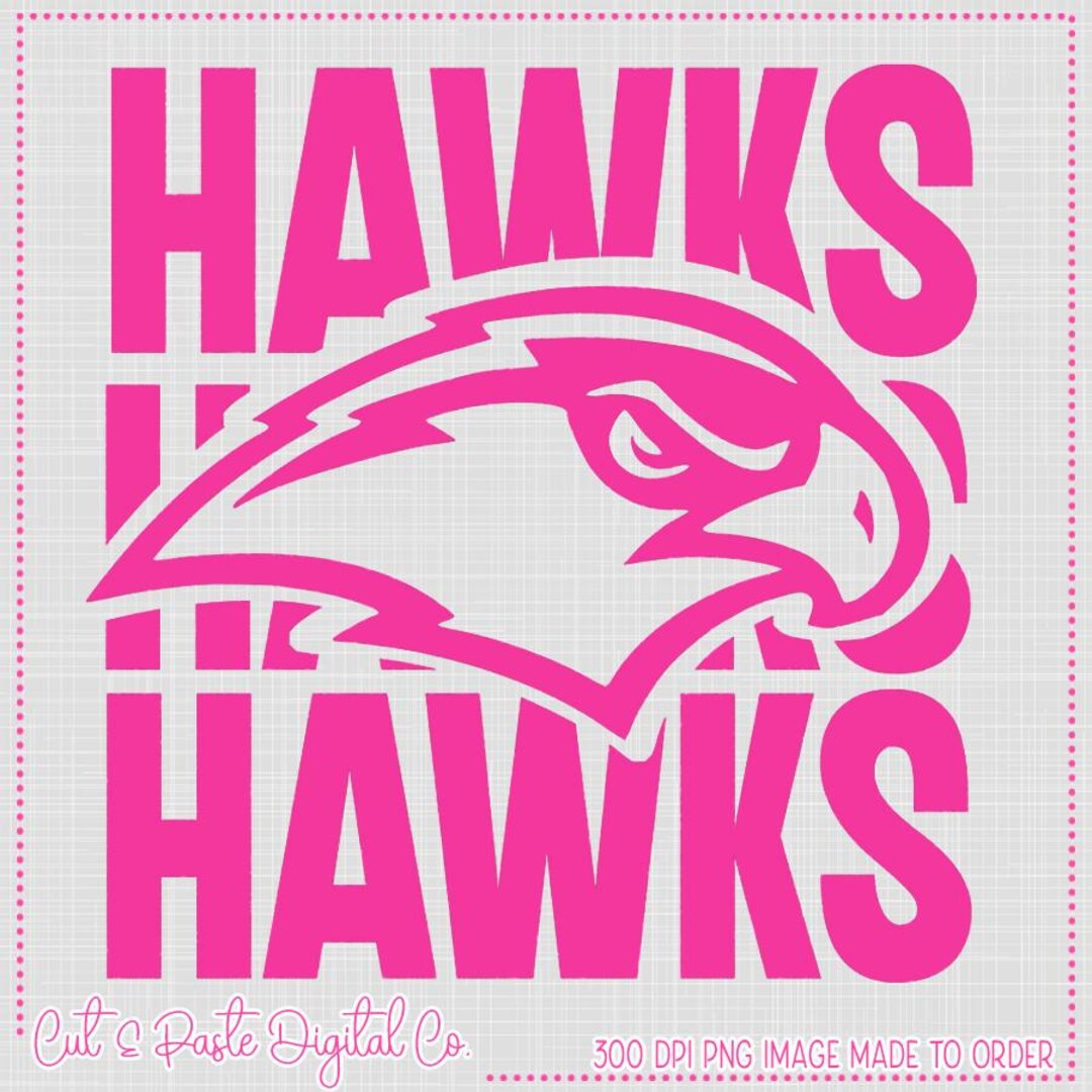 HAWKS, Stacked Knockout Mascot Breast Cancer Awareness, Pink Out ...