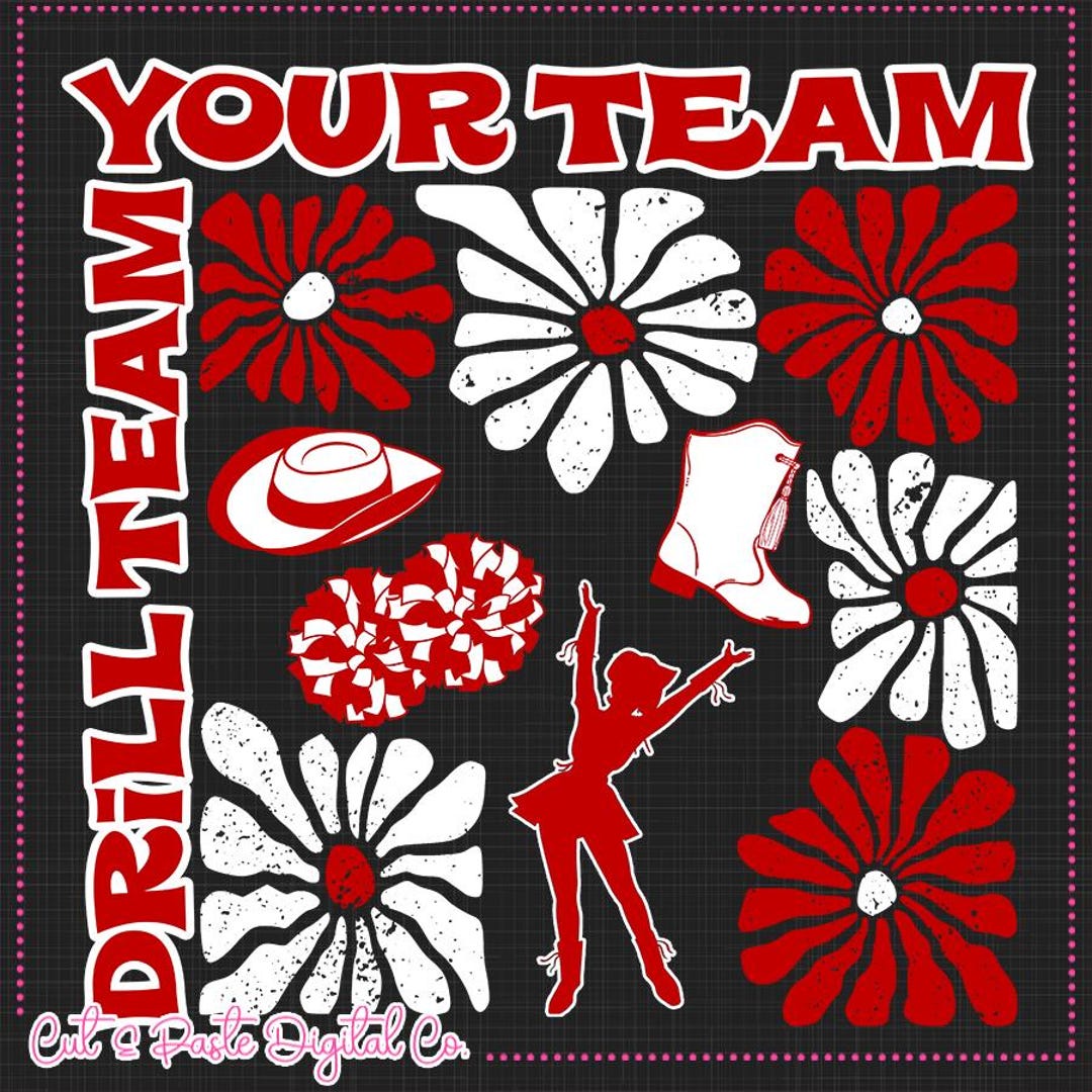 CUSTOM - Made to Order, Groovy Retro Flower Drill Team, Digital Design/png/printable/sublimation ...