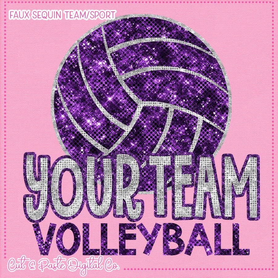 CUSTOM Faux Glitter Rhinestone Volleyball PNG: Your Team/mascot/school ...